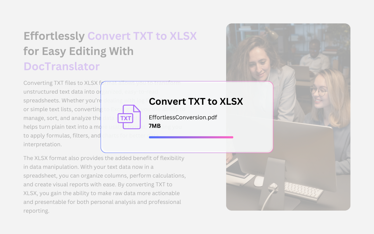 El mejor convertidor de TXT a XLSX en línea ⭐️ DocTranslator